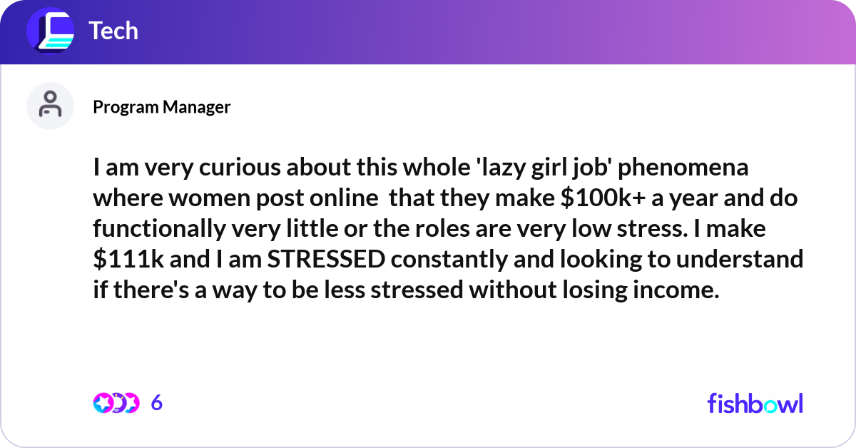 I am very curious about this whole 'lazy girl job'... | Fishbowl