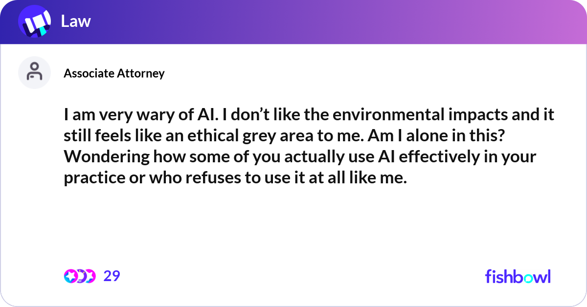 I am very wary of AI. I don’t like the environment... | Fishbowl