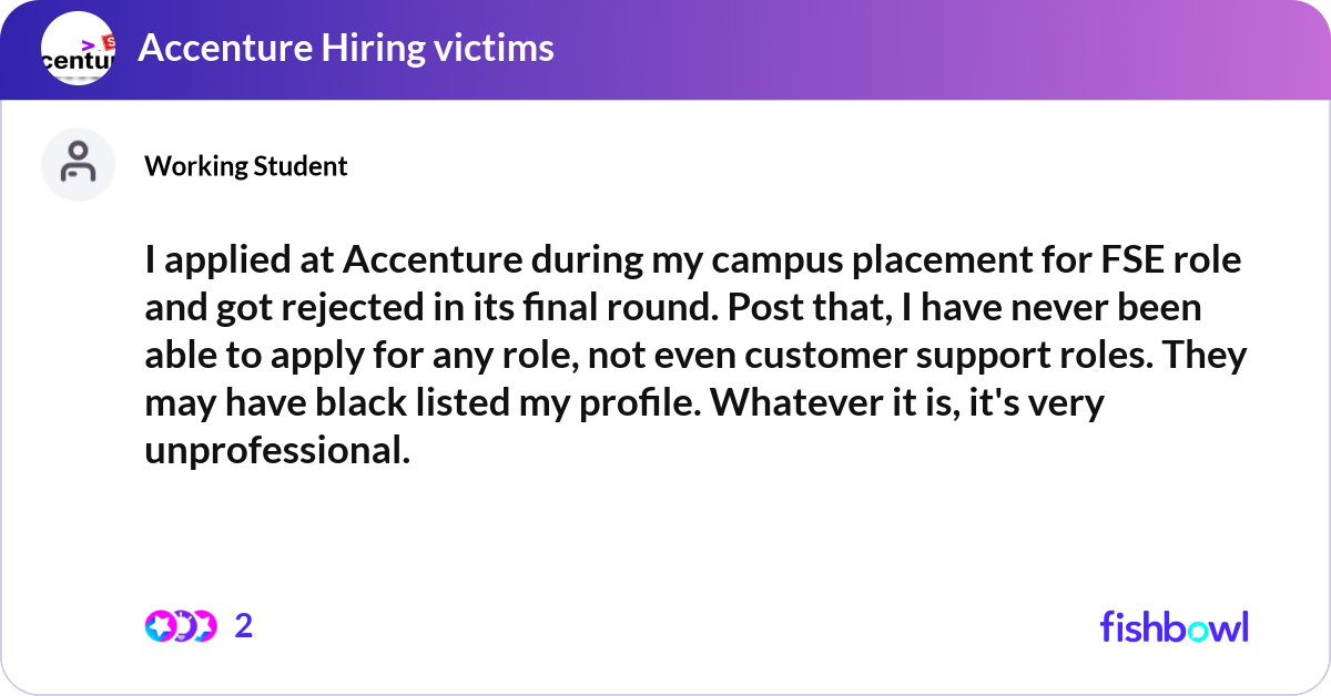 I applied at Accenture during my campus placement ... | Fishbowl