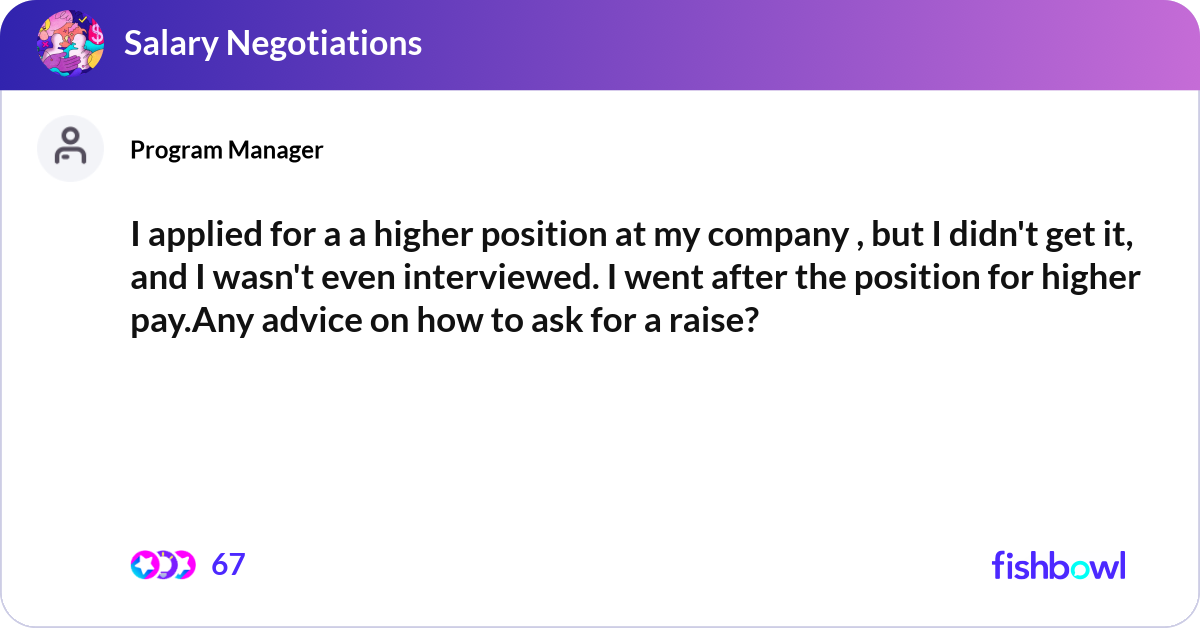 I applied for a a higher position at my company , ... | Fishbowl