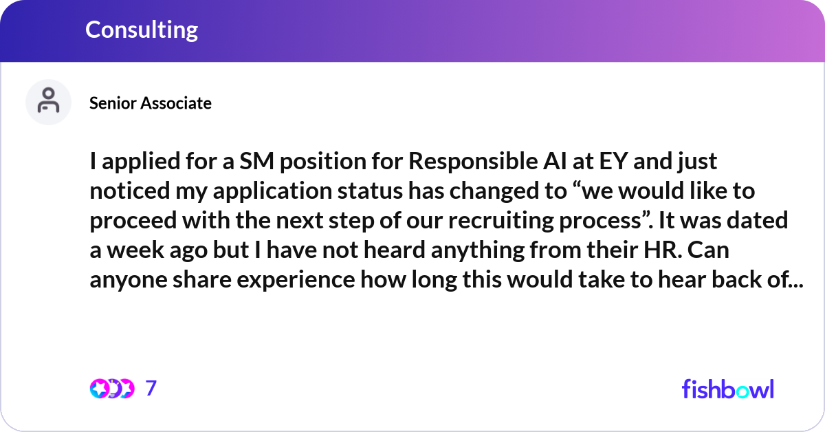 I applied for a SM position for Responsible AI at ... | Fishbowl