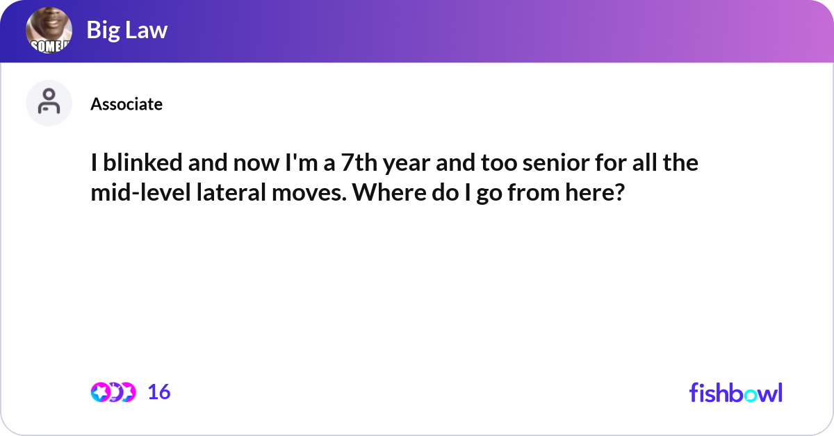 I blinked and now I'm a 7th year and too senior fo... | Fishbowl