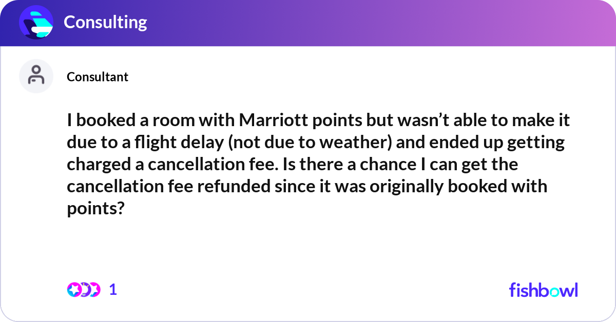 I booked a room with Marriott points but wasn’t ab... | Fishbowl