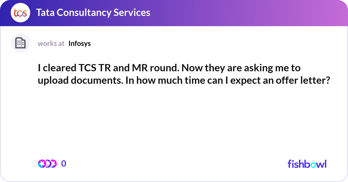 I cleared TCS TR and MR round. Now they are asking... | Fishbowl