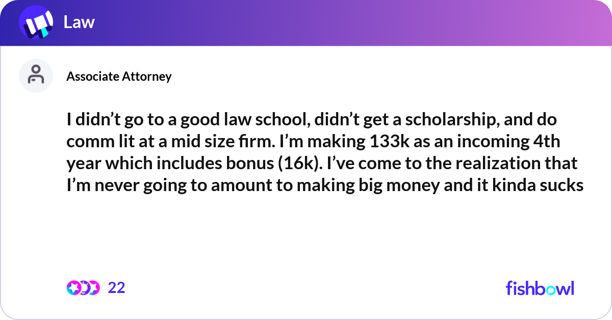 I didn’t go to a good law school, didn’t get a sch... | Fishbowl