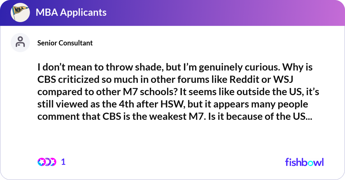 I don’t mean to throw shade, but I’m genuinely cur... | Fishbowl