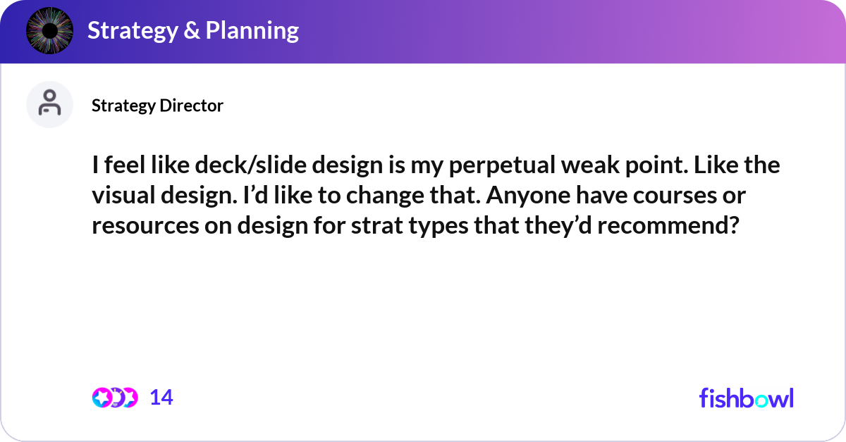 I feel like deck/slide design is my perpetual weak... | Fishbowl