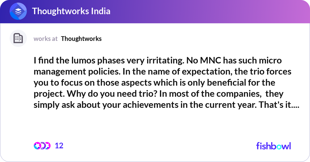 I find the lumos phases very irritating. No MNC ha... | Fishbowl