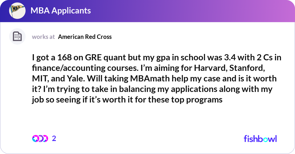 I got a 168 on GRE quant but my gpa in school was ... | Fishbowl