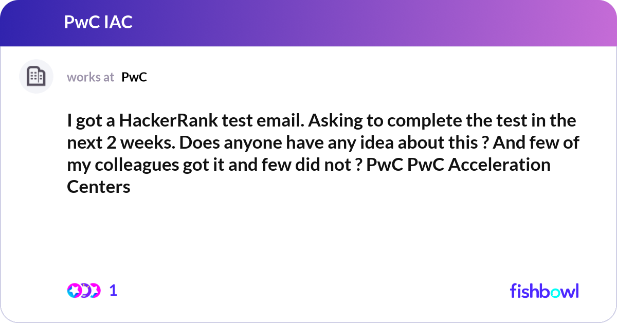 I got a HackerRank test email. Asking to complete ... | Fishbowl
