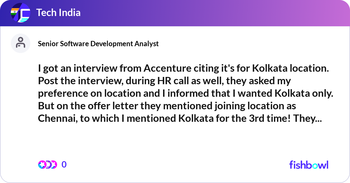 I got an interview from Accenture citing it's for ... | Fishbowl