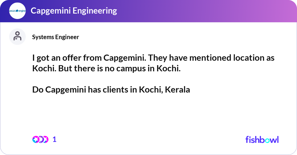 I got an offer from Capgemini. They have mentioned... | Fishbowl