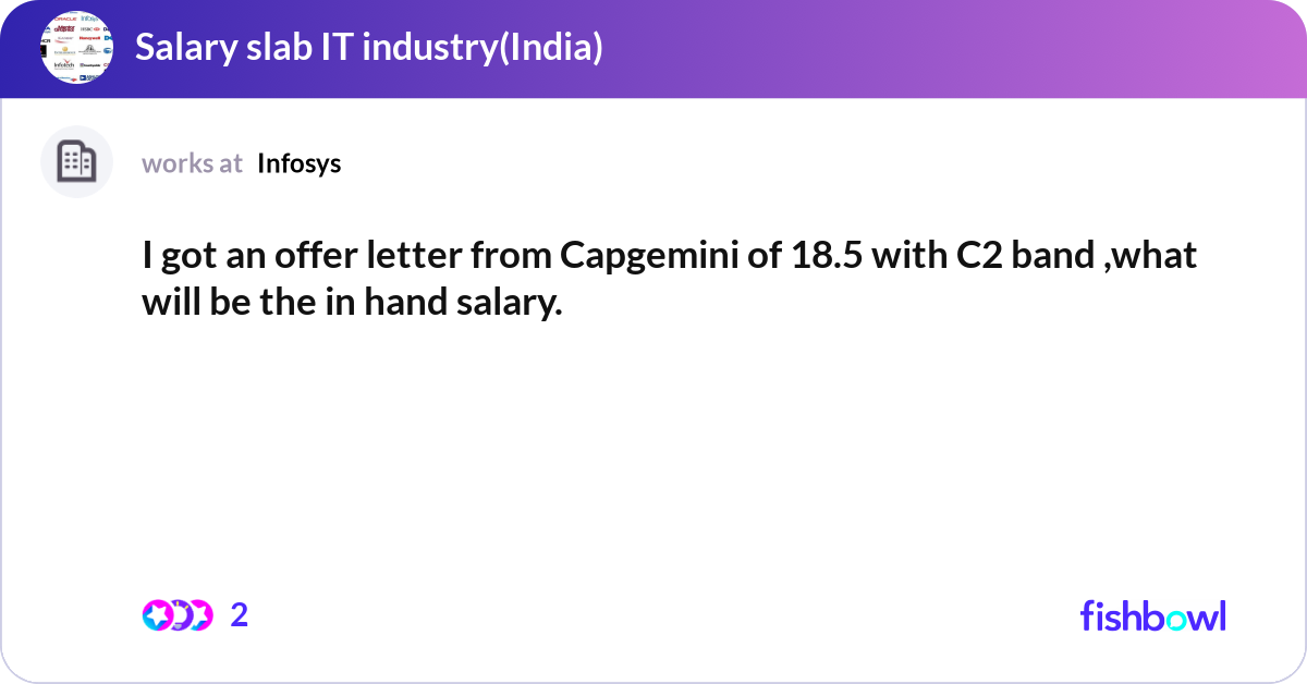 I got an offer letter from Capgemini of 18.5 with ... | Fishbowl