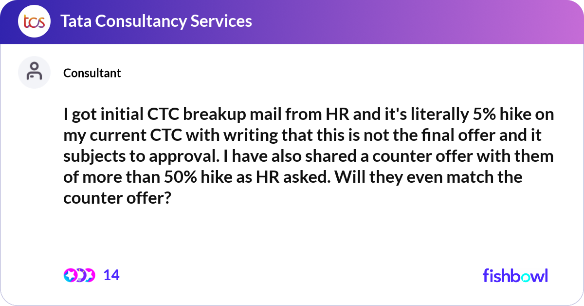 I got initial CTC breakup mail from HR and it's li... | Fishbowl