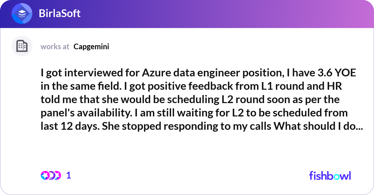 I got interviewed for Azure data engineer position... | Fishbowl