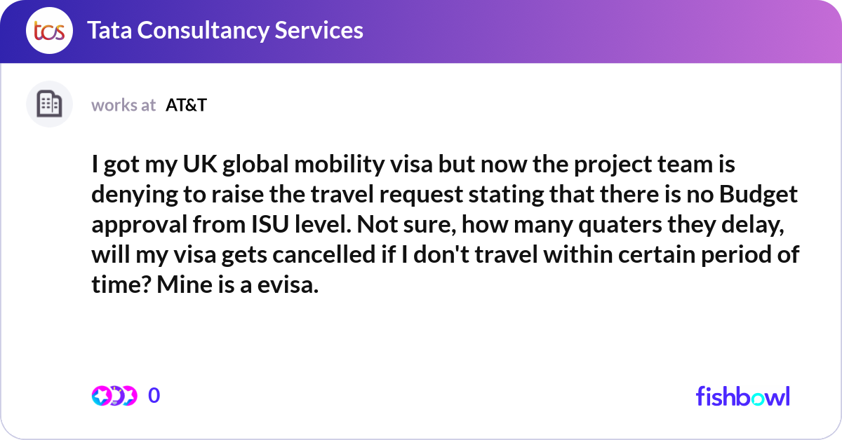 I got my UK global mobility visa but now the proje... | Fishbowl