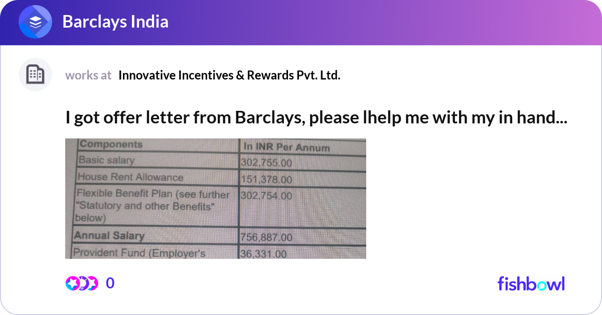I got offer letter from Barclays, please lhelp me ... | Fishbowl