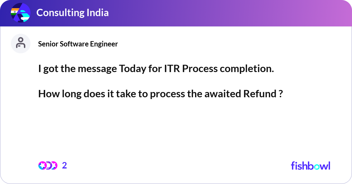 I got the message Today for ITR Process completion... | Fishbowl