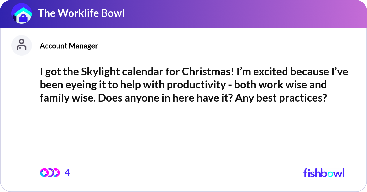 I got the Skylight calendar for Christmas! I’m exc... | Fishbowl