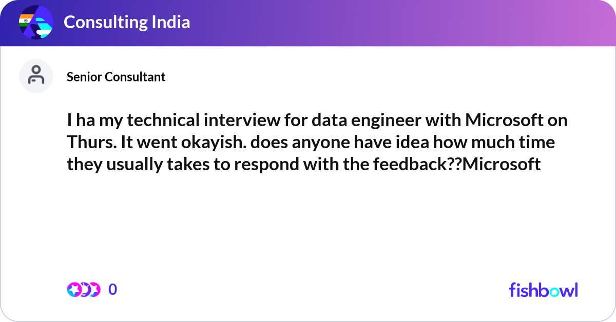 I ha my technical interview for data engineer with... | Fishbowl