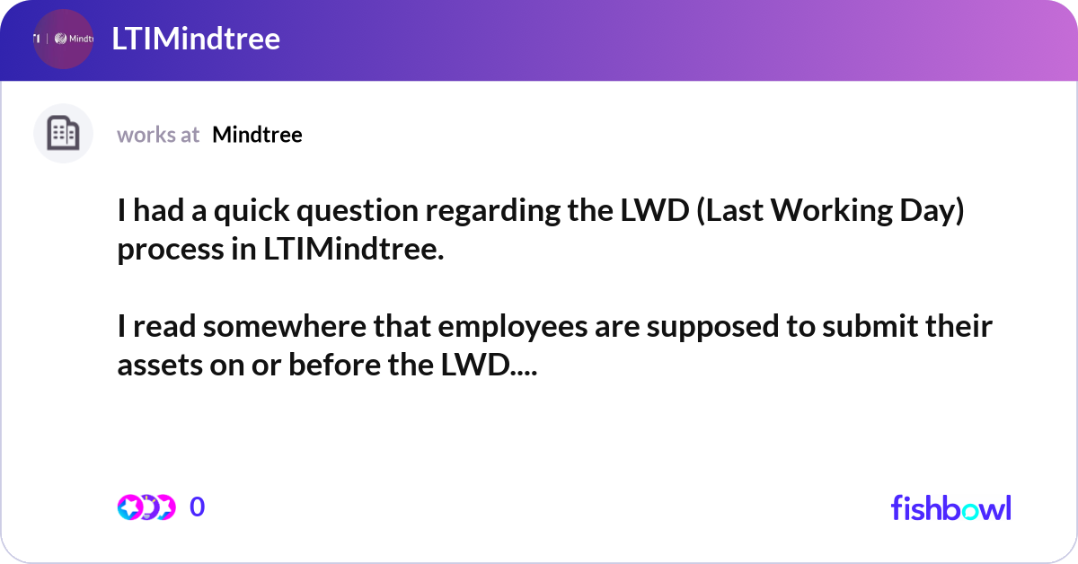 I had a quick question regarding the LWD (Last Wor... | Fishbowl
