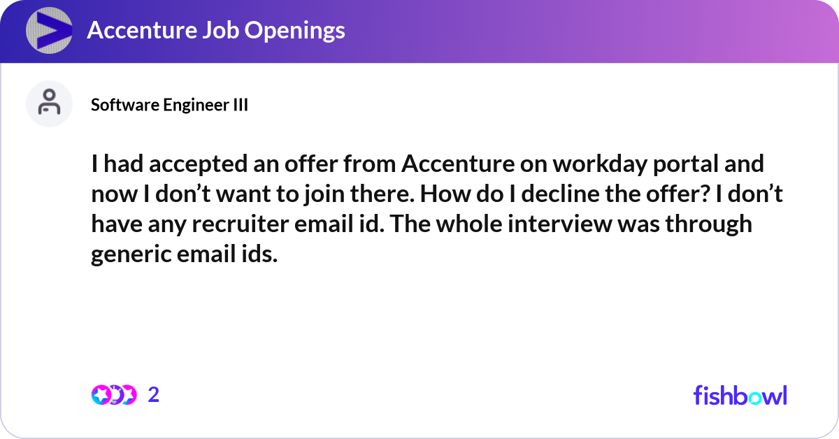 I had accepted an offer from Accenture on workday ... | Fishbowl