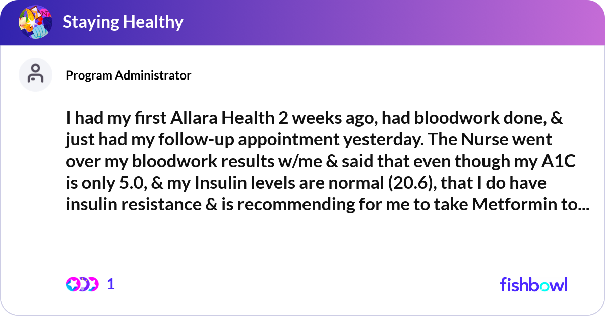 I had my first Allara Health 2 weeks ago, had bloo... | Fishbowl