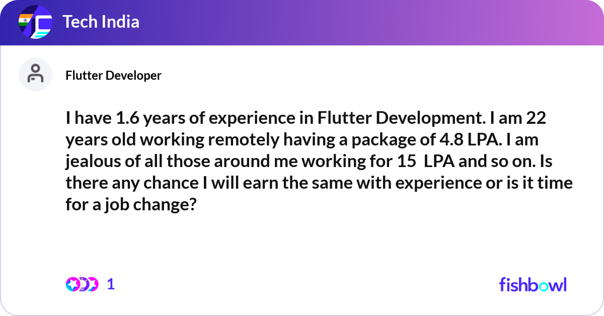 I have 1.6 years of experience in Flutter Developm... | Fishbowl