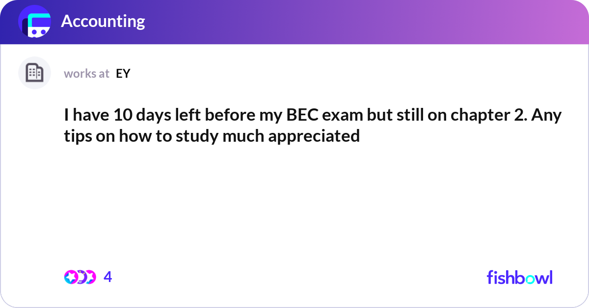 I have 10 days left before my BEC exam but still o... | Fishbowl