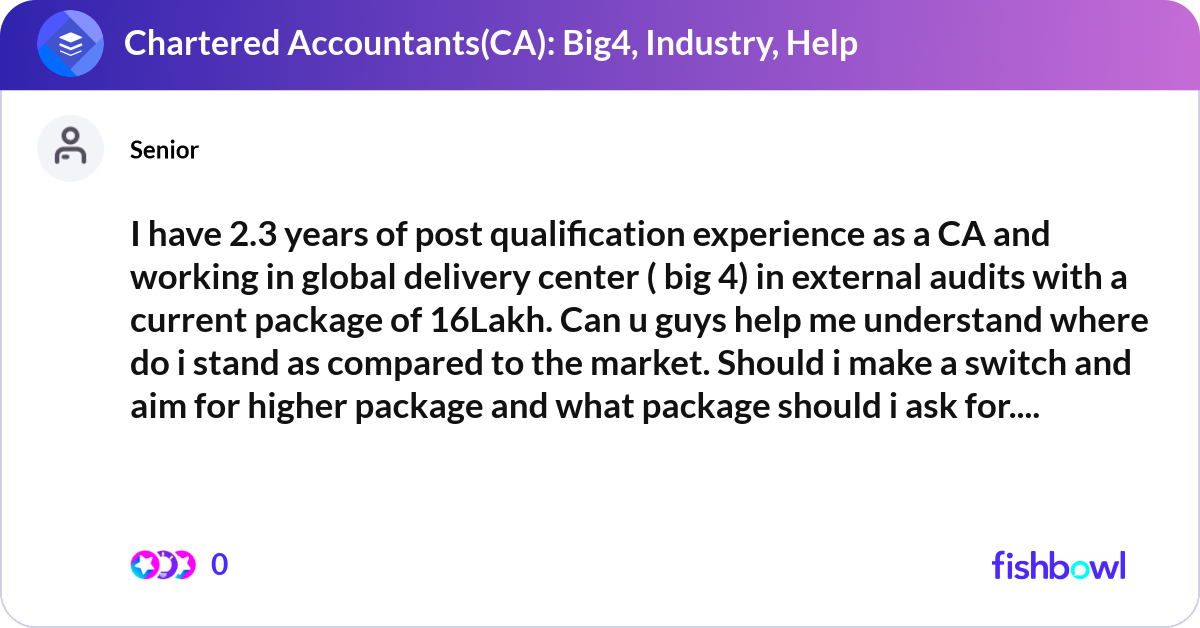 I have 2.3 years of post qualification experience ... | Fishbowl