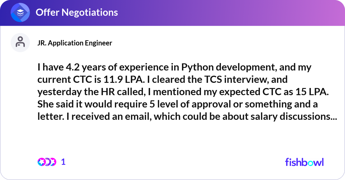 I have 4.2 years of experience in Python developme... | Fishbowl