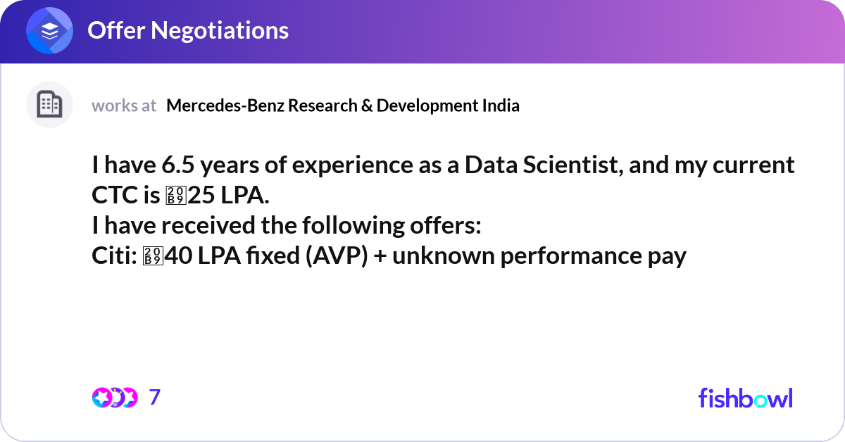 I have 6.5 years of experience as a Data Scientist... | Fishbowl