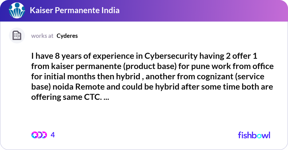 I have 8 years of experience in Cybersecurity havi... | Fishbowl