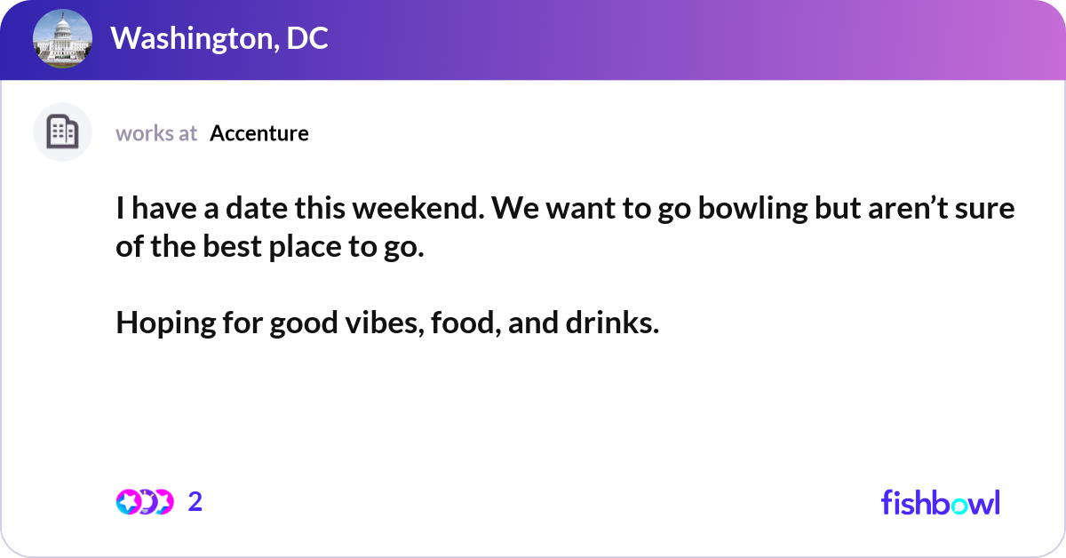 I have a date this weekend. We want to go bowling ... | Fishbowl