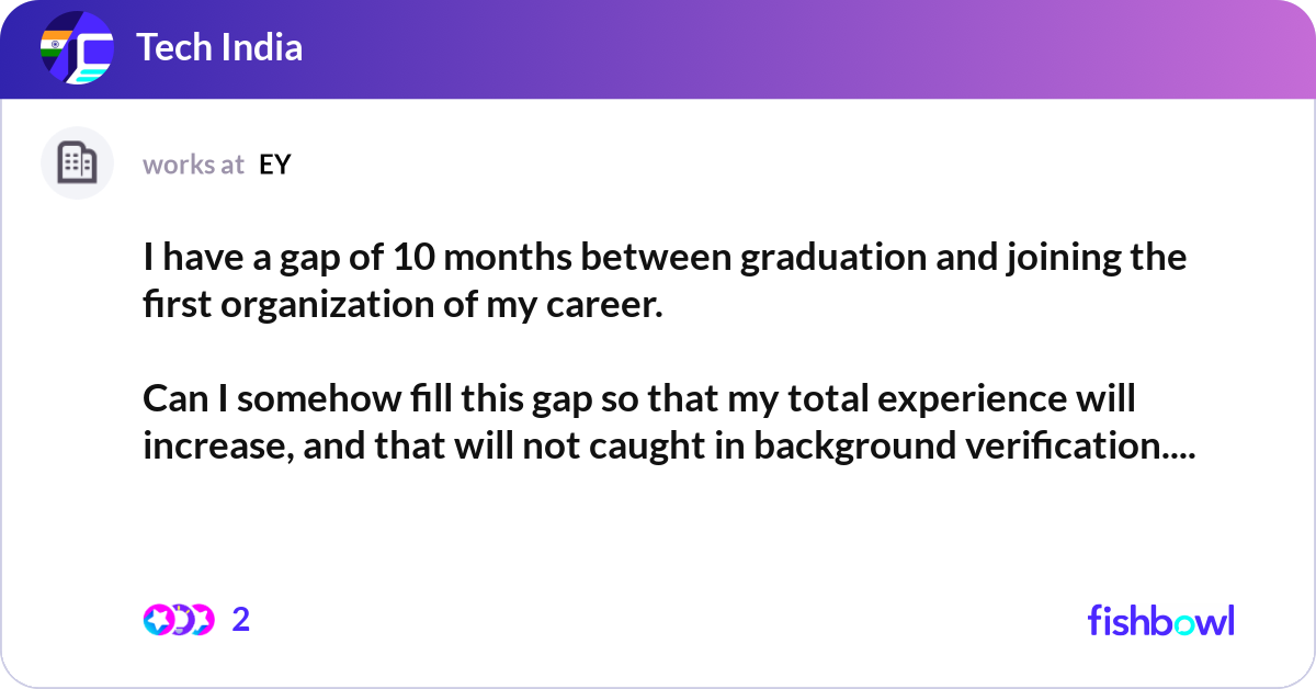 I have a gap of 10 months between graduation and j... | Fishbowl