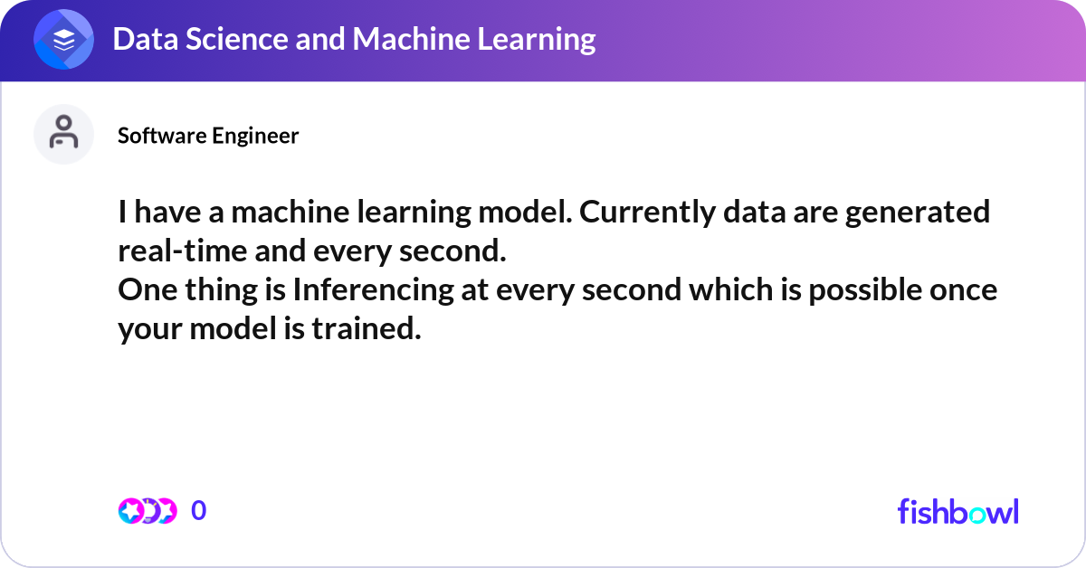 I have a machine learning model. Currently data ar... | Fishbowl