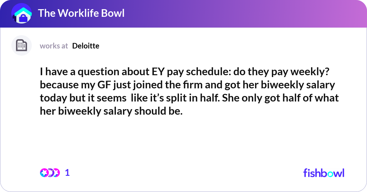 I have a question about EY pay schedule: do they p... | Fishbowl
