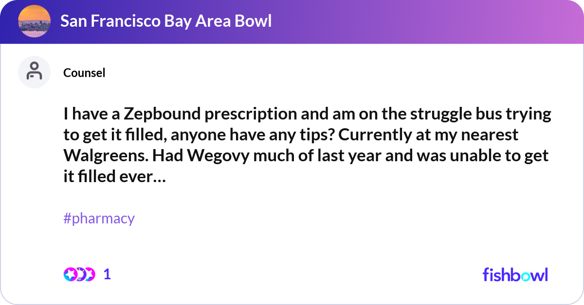 I have a Zepbound prescription and am on the strug... | Fishbowl