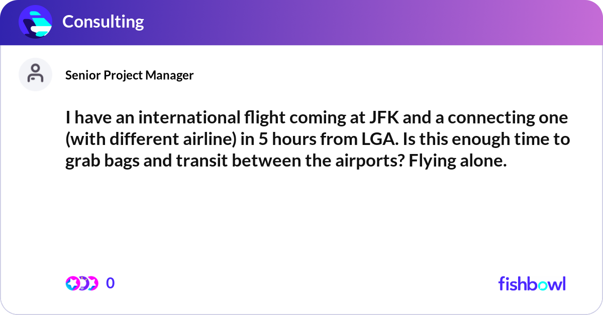 I have an international flight coming at JFK and a... | Fishbowl