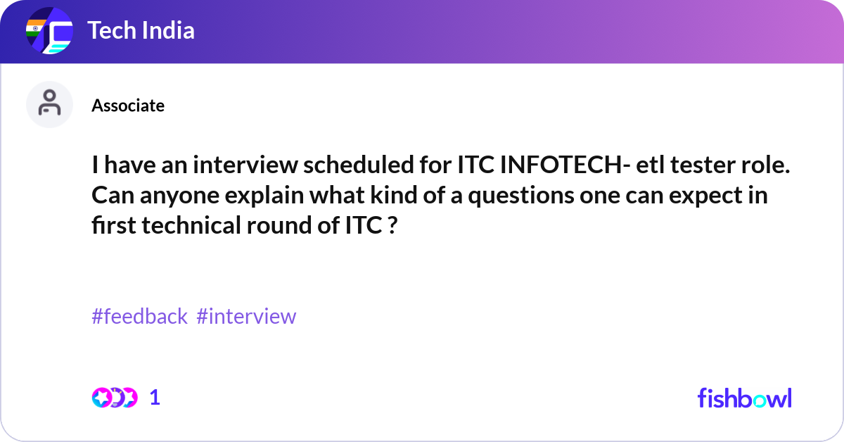 I have an interview scheduled for ITC INFOTECH- et... | Fishbowl
