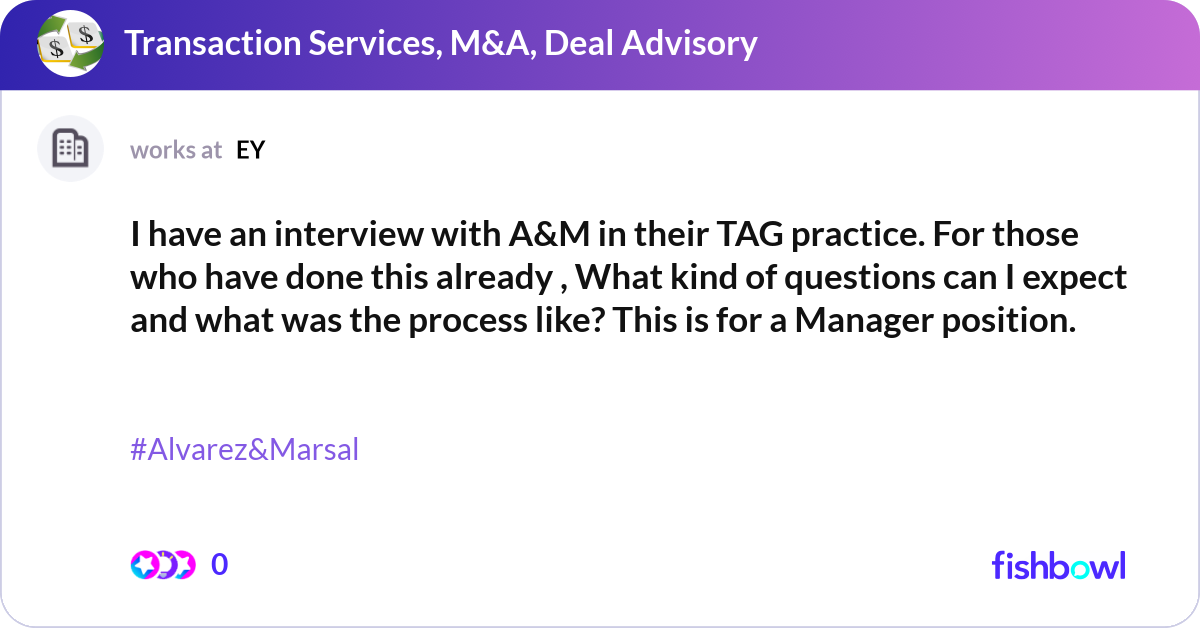 I have an interview with A&M in their TAG practice... | Fishbowl