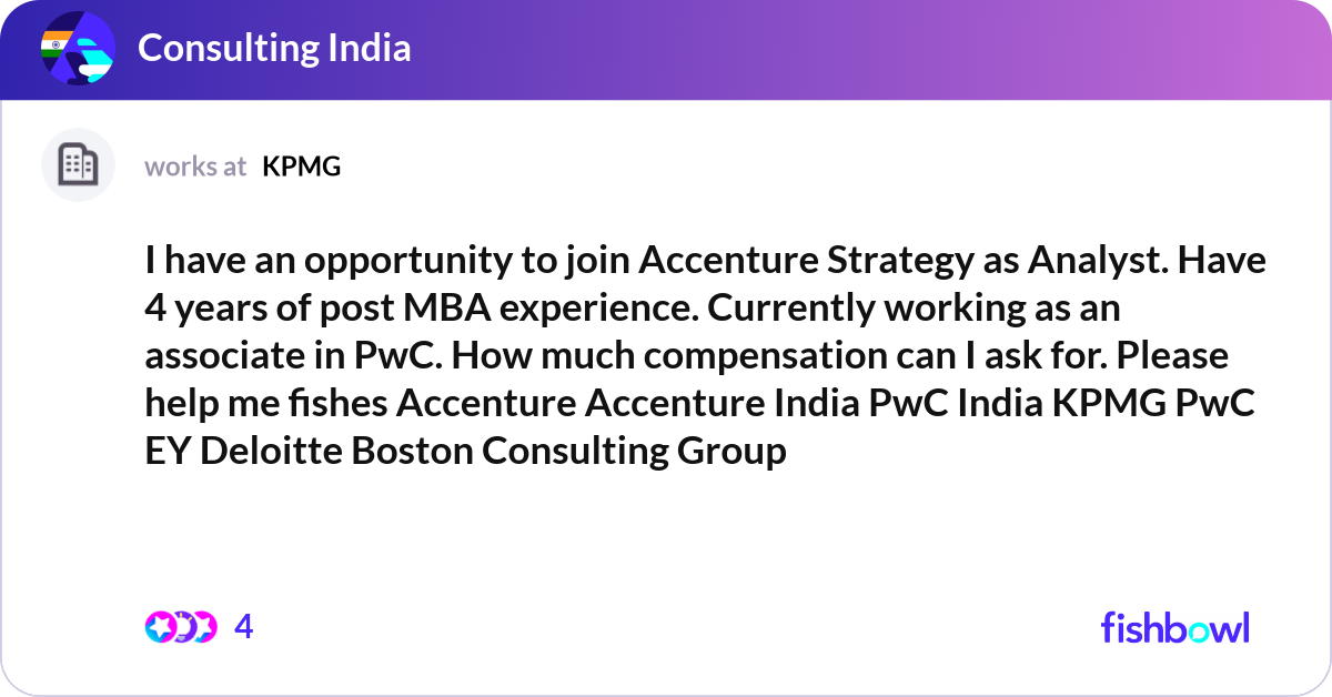 I have an opportunity to join Accenture Strategy a... | Fishbowl