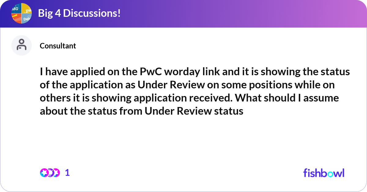 I have applied on the PwC worday link and it is sh... | Fishbowl
