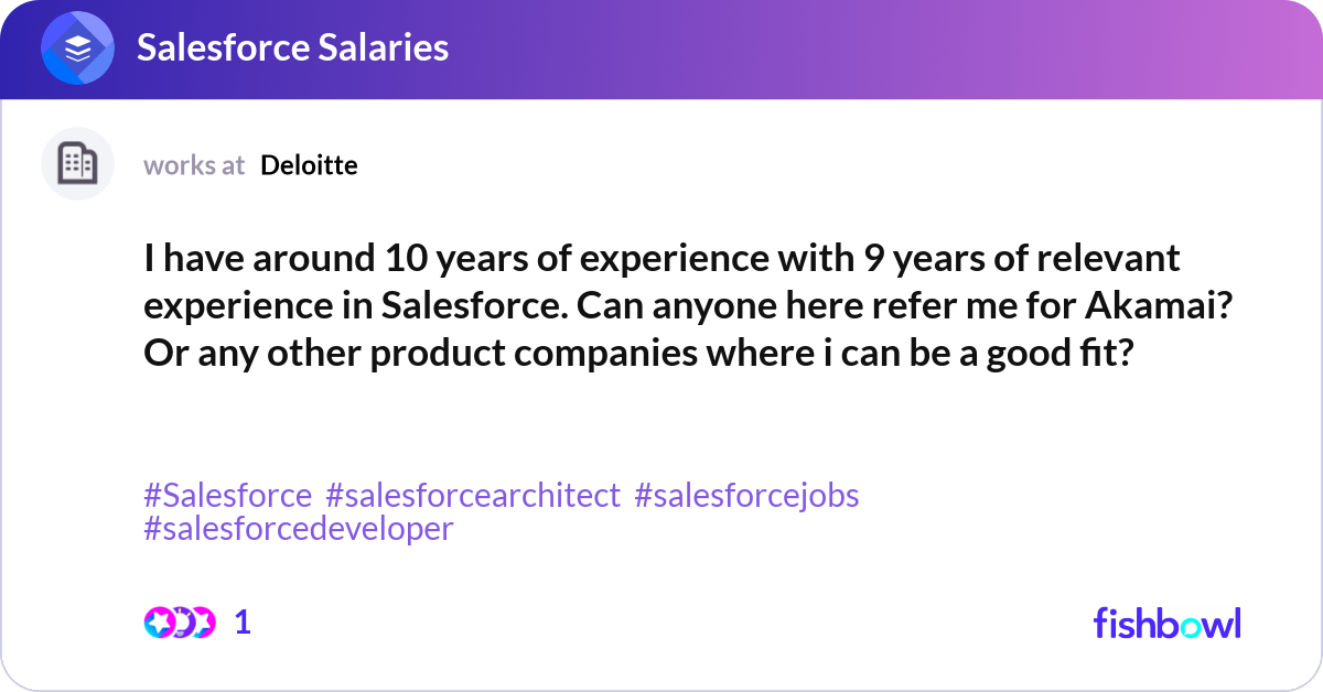 I have around 10 years of experience with 9 years ... | Fishbowl