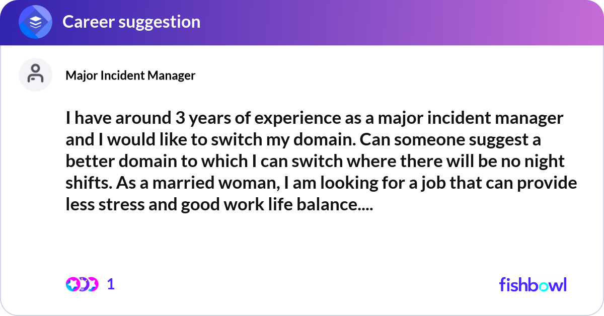 I have around 3 years of experience as a major inc... | Fishbowl