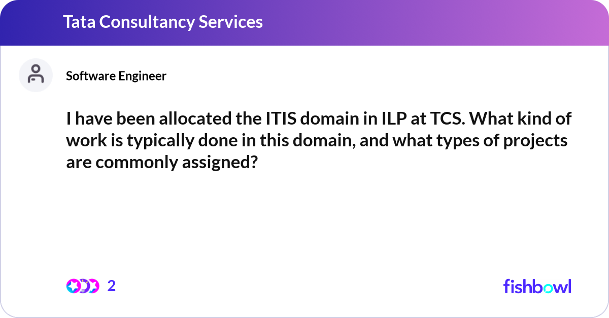 I have been allocated the ITIS domain in ILP at TC... | Fishbowl