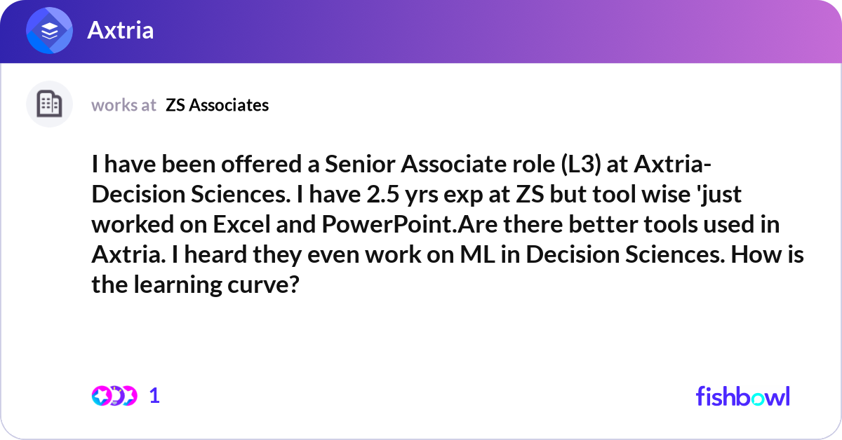 I have been offered a Senior Associate role (L3) a... | Fishbowl