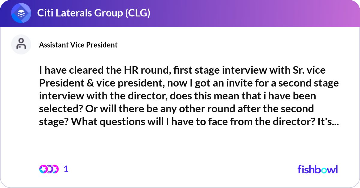 I have cleared the HR round, first stage interview... | Fishbowl
