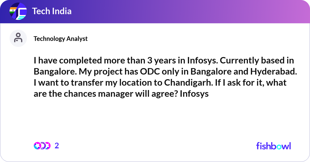 I have completed more than 3 years in Infosys. Cur... | Fishbowl