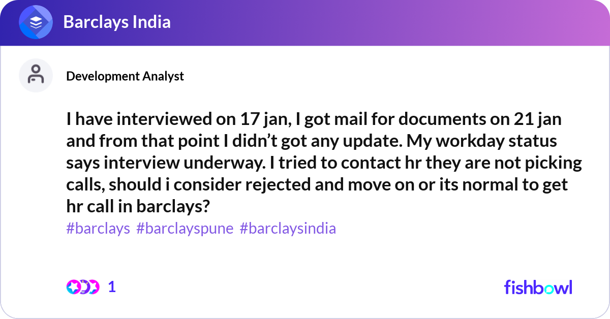I have interviewed on 17 jan, I got mail for docum... | Fishbowl